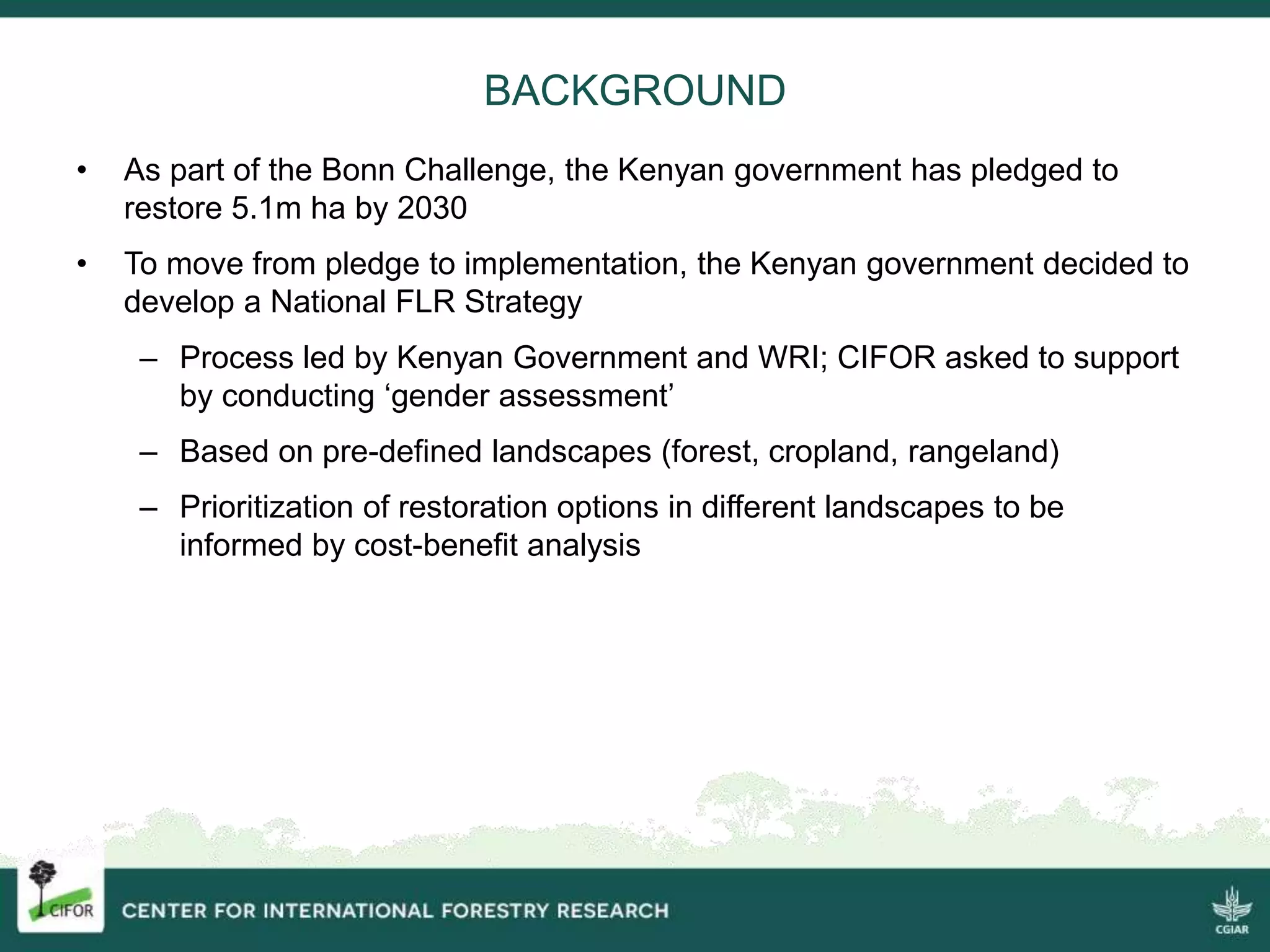 Forest landscape restoration in Kenya: Addressing gender equality | PPTX