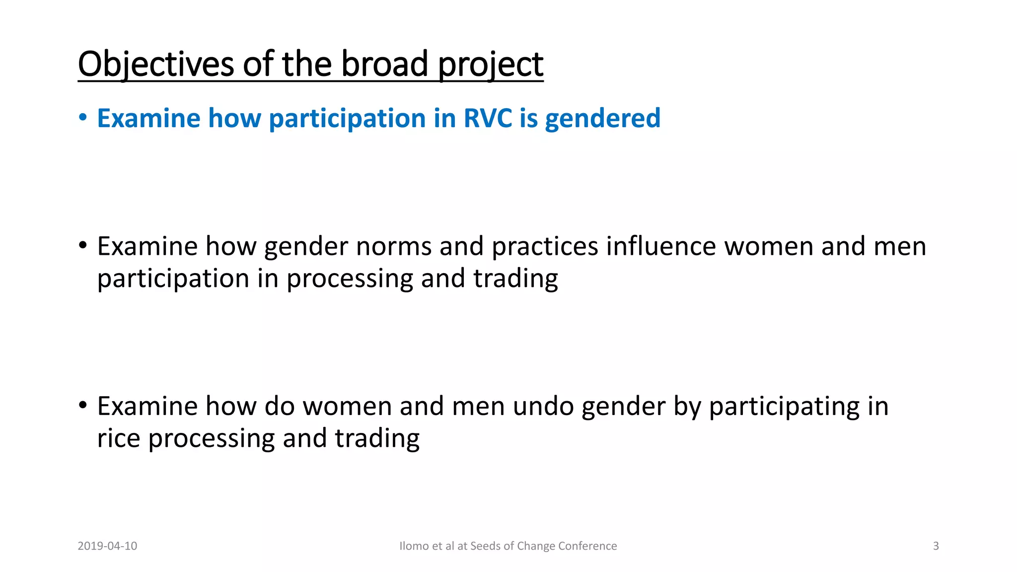 Gendered participation in the rice value chain. New insights from Kyela ...