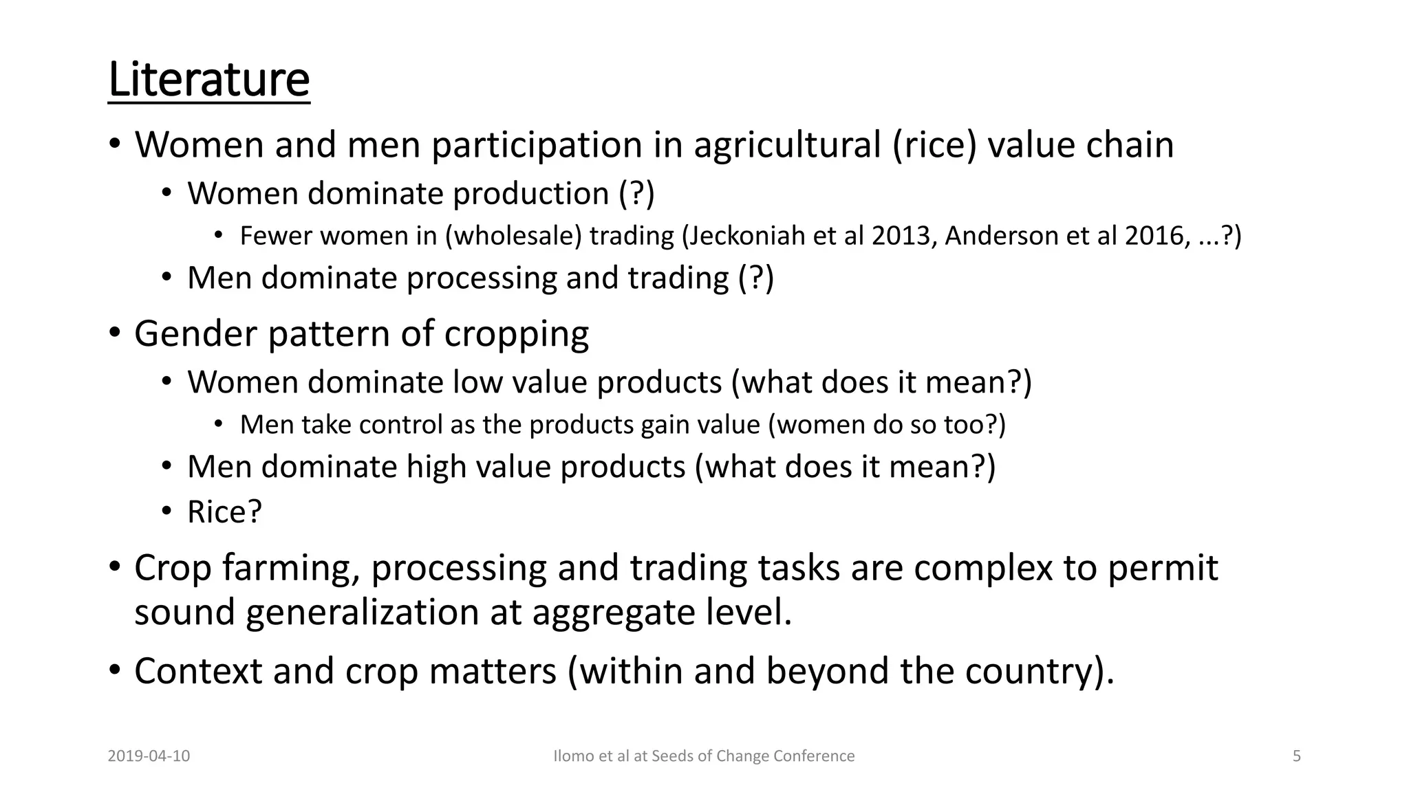Gendered participation in the rice value chain. New insights from Kyela ...