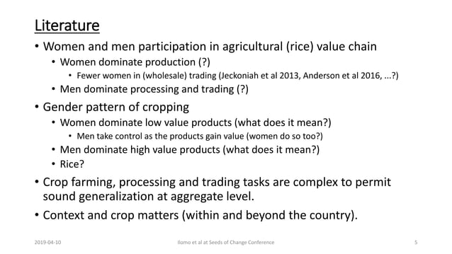 Gendered participation in the rice value chain. New insights from Kyela ...