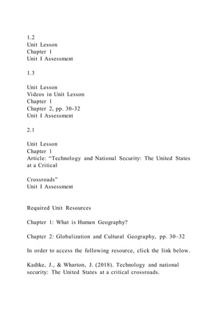 SOC 2010, Cultural Geography 1 Course Learning Out | DOCX