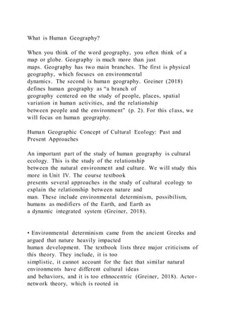 SOC 2010, Cultural Geography 1 Course Learning Out | DOCX