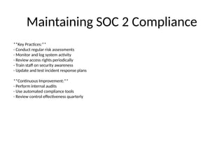 SOC2_Criteria_and_Maintenance SOC 2 Type 2 Checklist | PPT