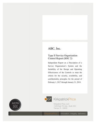 Sample SOC2 report of a security audit firm | PDF