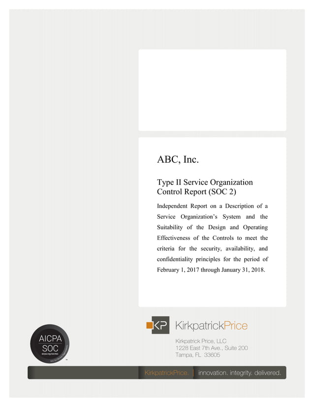 Sample SOC2 report of a security audit firm | PDF