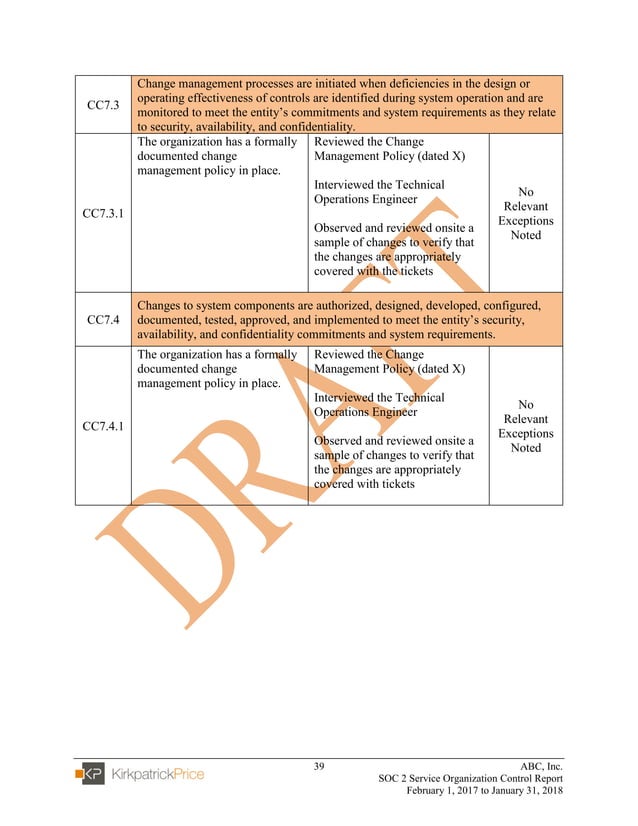 Sample SOC2 report of a security audit firm | PDF