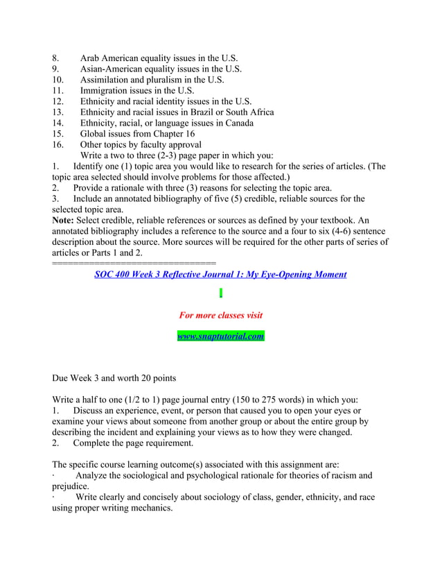 SOC 400 Massive Success / snaptutorial.com