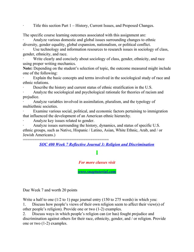 SOC 400 Massive Success / snaptutorial.com