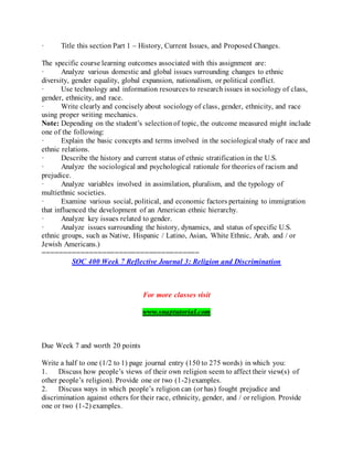 Soc 400 Success Begins / snaptutorial.com