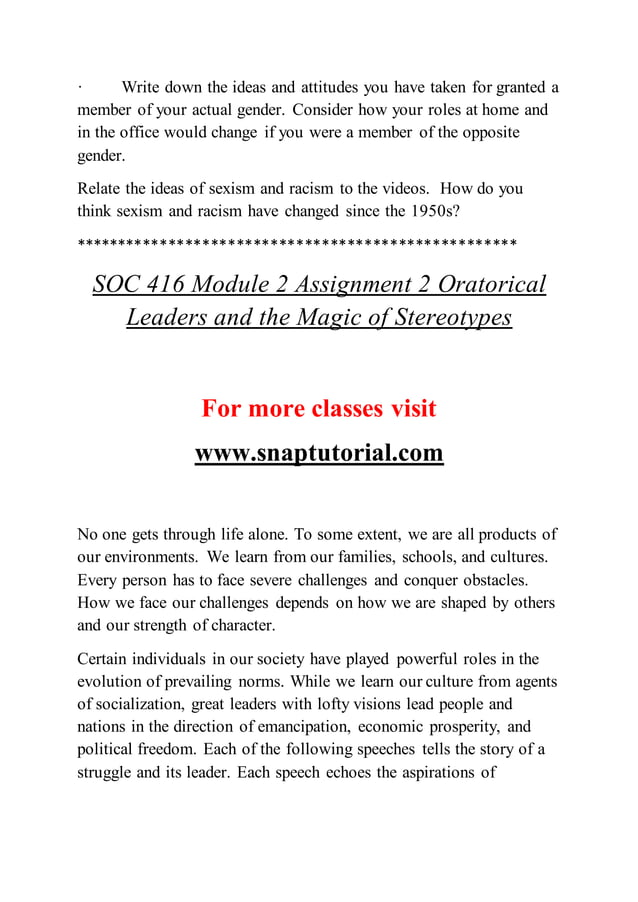 SOC 416 Effective Communication - snaptutorial.com