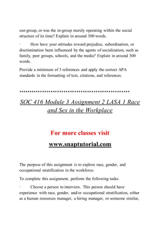 SOC 416 Effective Communication - snaptutorial.com