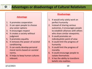 cultural relativism, cultural lag and cultural integration | PPTX