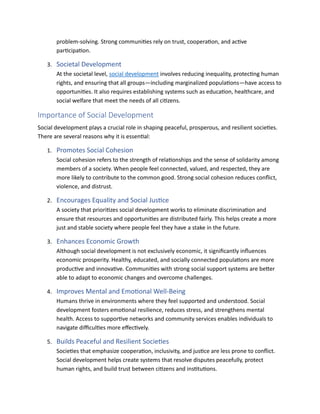 Social Development: Meaning, Importance, and Pathways for Progress | PDF