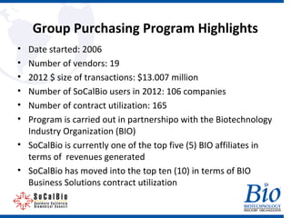 SoCalBio Presentation on its Group Purchasing Program | PPT