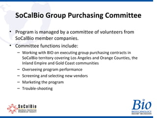 SoCalBio Presentation on its Group Purchasing Program | PPT