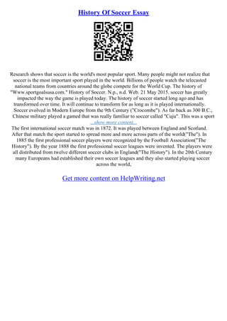 Soccer Essay | PDF