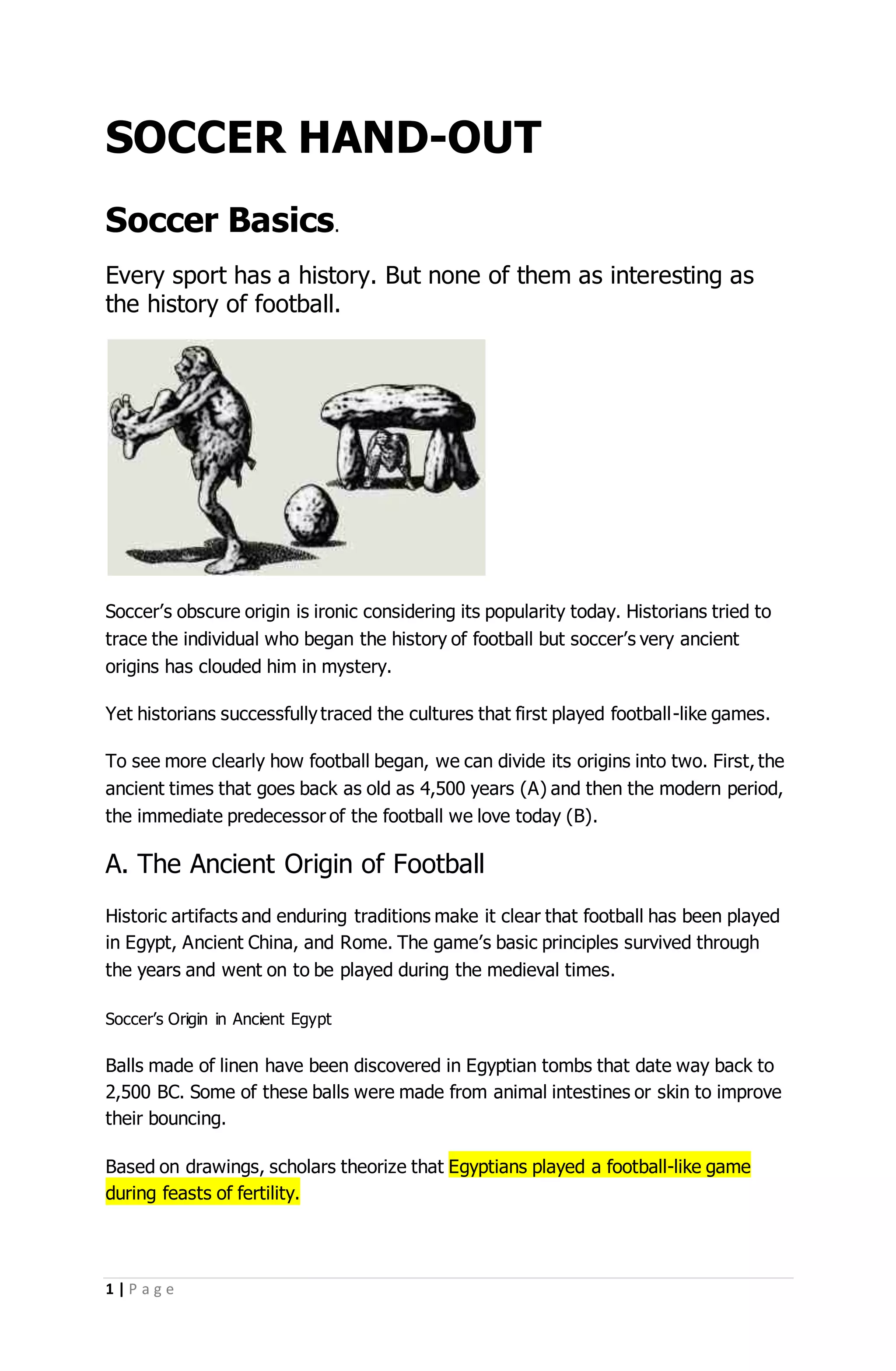 SOCCER hand out History | DOCX | Soccer | Sports