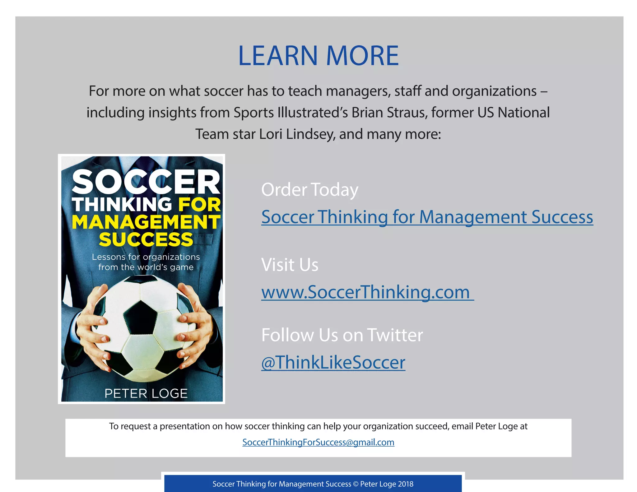 Highlights from Soccer Thinking for Management Success | PDF
