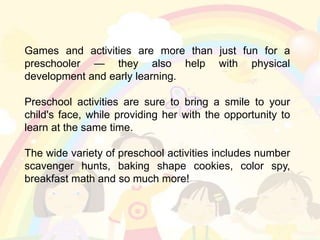 Activities For Preschoolers | PPT