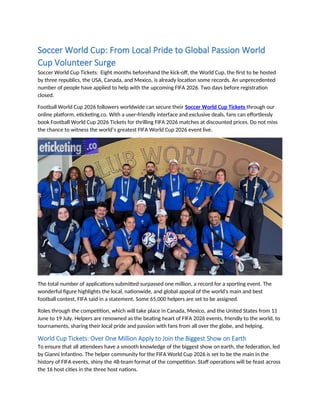 Soccer World Cup From Local Pride to Global Passion World Cup Volunteer ...