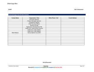 SOC-2 Compliance Status Report sample v10.0 | PDF