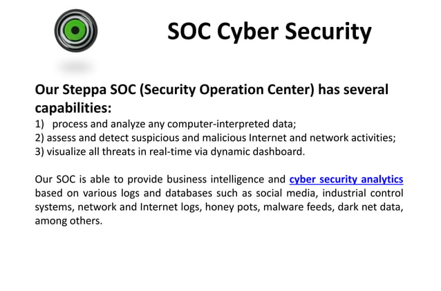 SOC Cyber Security | PPTX | Technology Industry | Industries