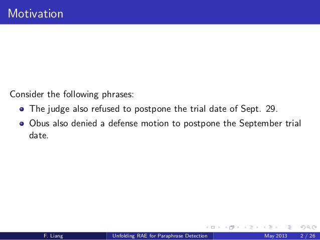 Recursive Autoencoders for Paraphrase Detection (Socher et al)