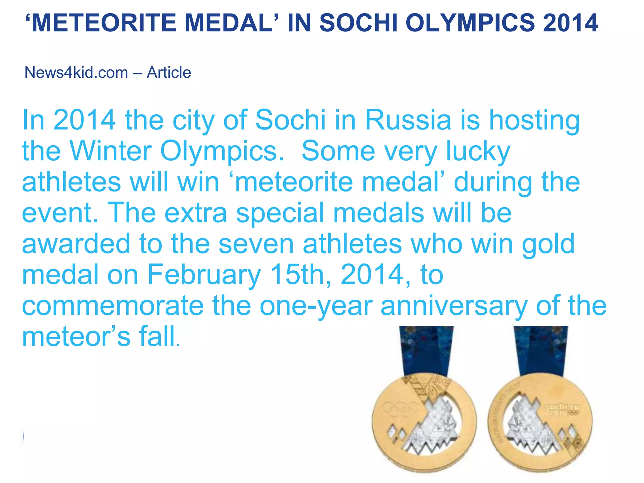 'METEORITE MEDAL’ IN SOCHI OLYMPICS 2014 | PPTX