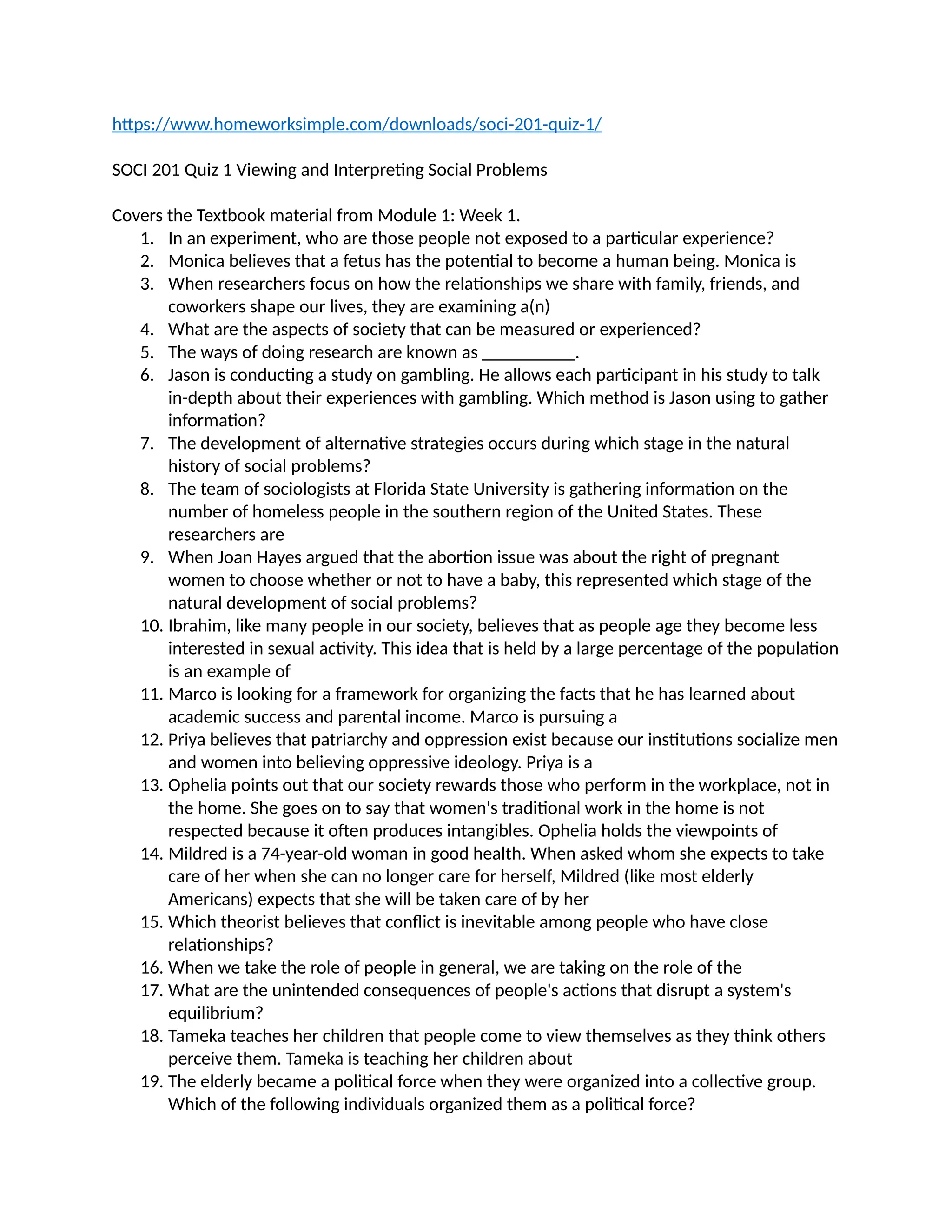 SOCI 201 Quiz 1 Viewing and Interpreting Social Problems.docx