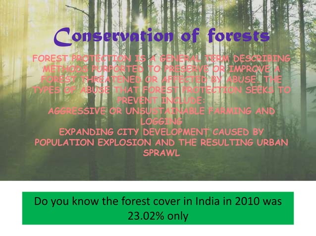 Conservation, distribution and types of forests and wildlife | PPTX