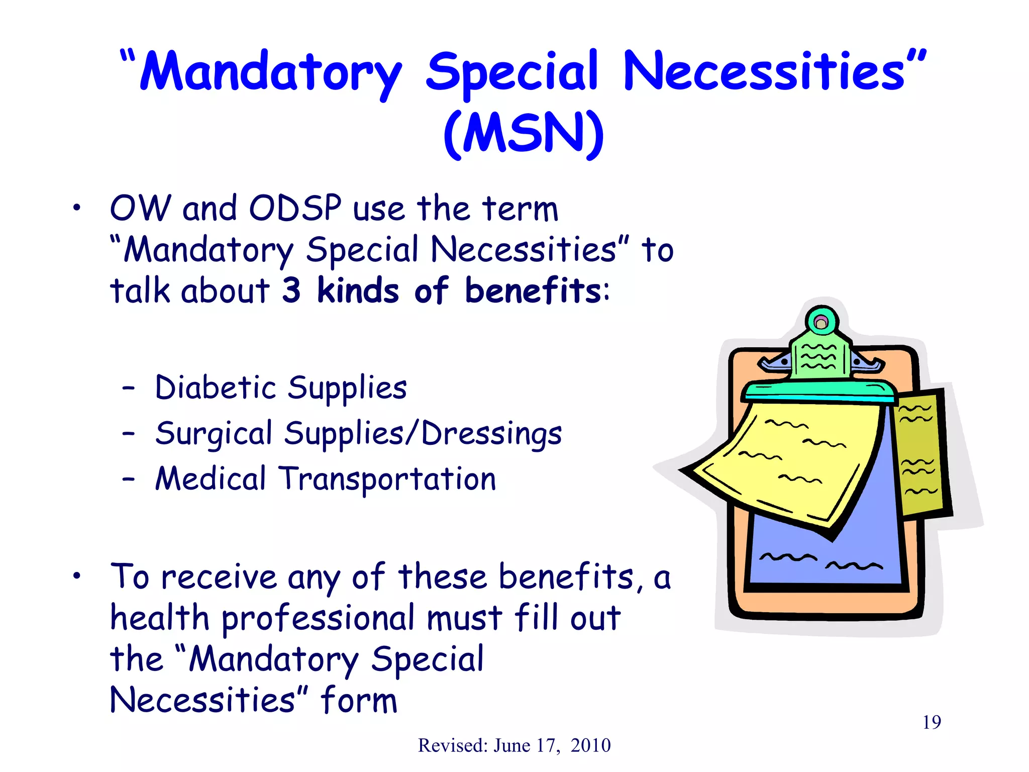 Social Assistance: OW ODSP Rights and Benefits | PPT