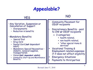 Social Assistance: OW ODSP Rights and Benefits | PPT