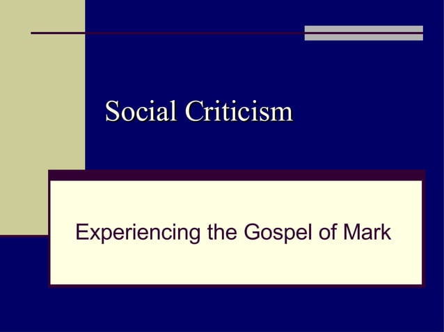 Social Criticism | PPT