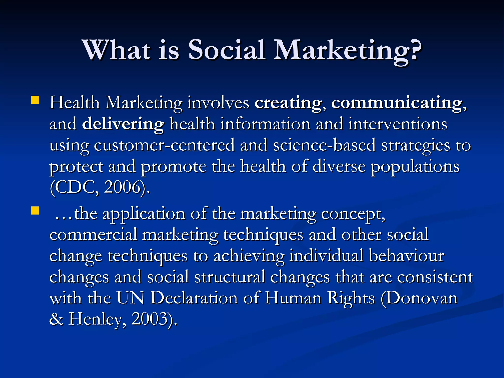 Social Marketing in a Public Health Context | PPT