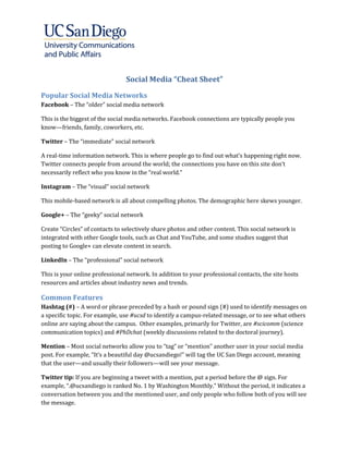 Social Media Cheat Sheet that you can use to create a good template | PDF