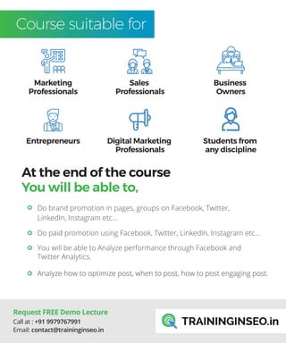 Social Media Marketing Course, Training Syllabus PDF - Traininginseo.in