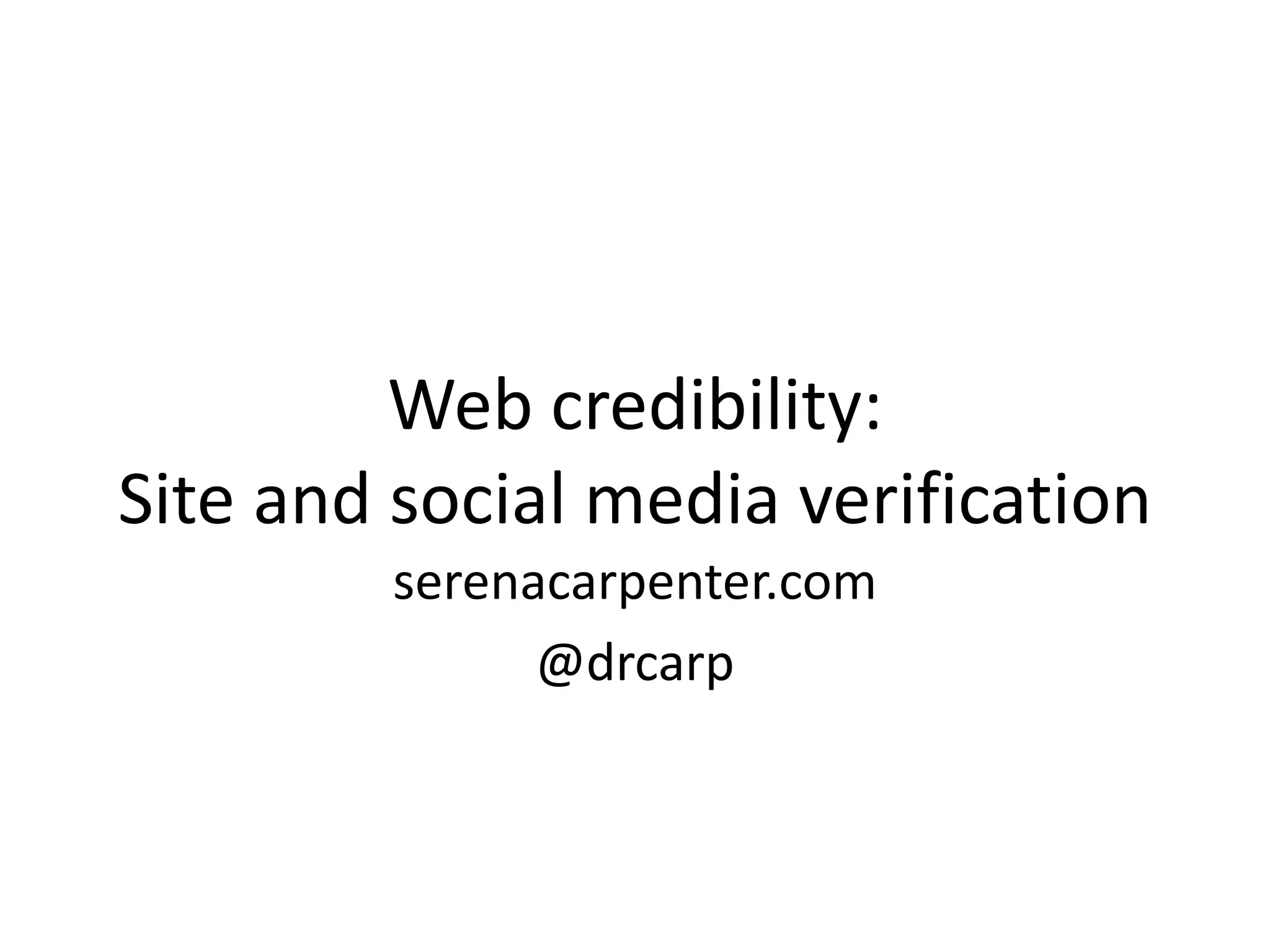 Social media verification and credibility | PPT