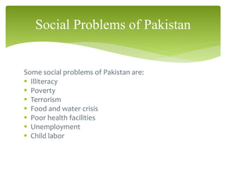 Social problems of pakistan | PPTX