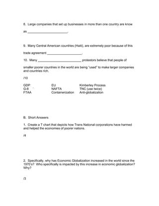 Social 10 Issue 3 Test | PDF