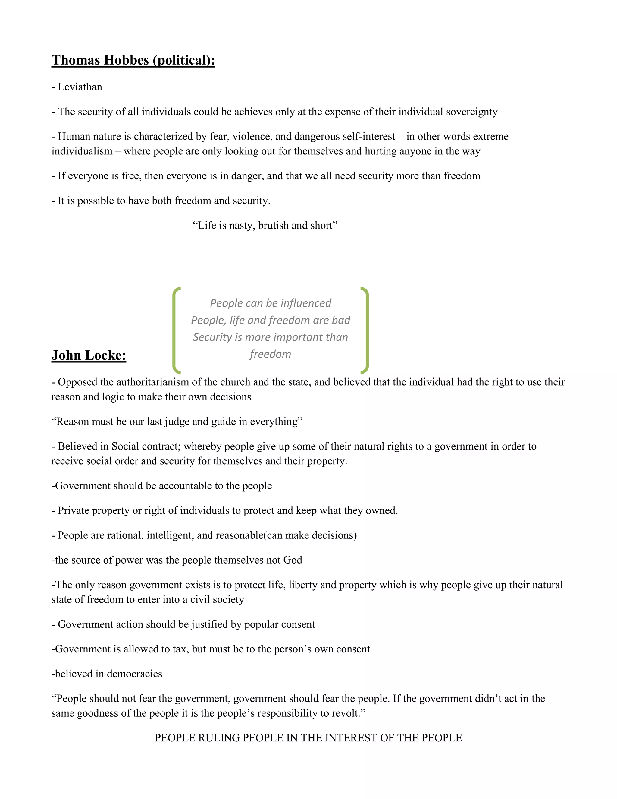 Hobbes and Locke -Social | DOCX