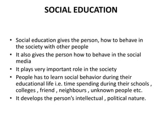 Social and health education | PPTX