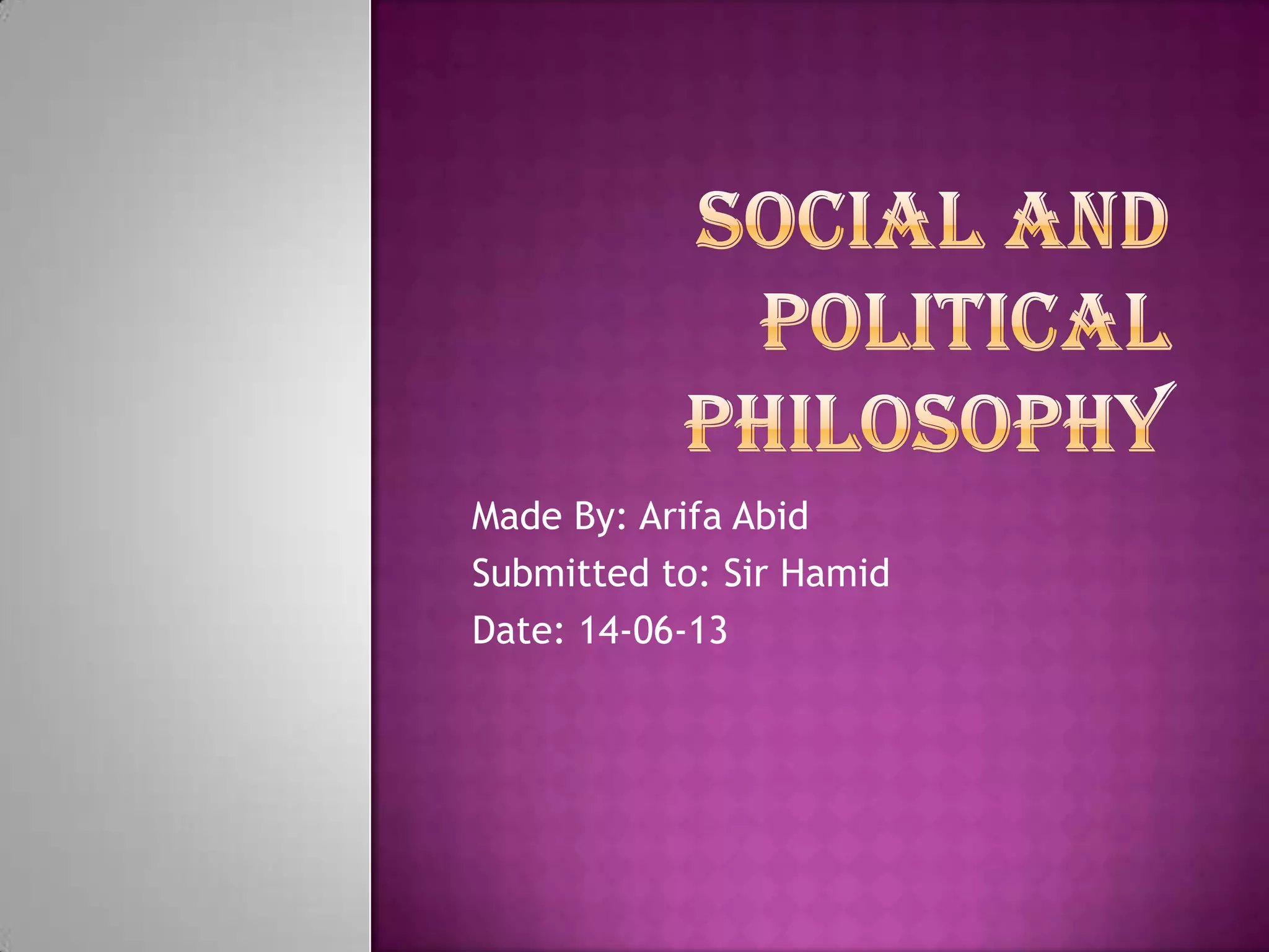 Social and Political Philosophy | PPTX