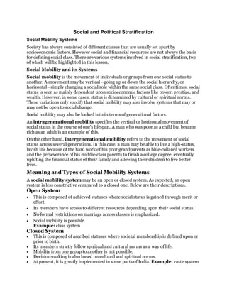 Social and political stratification | PDF