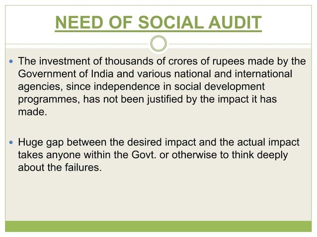 Social Audit | PPTX | Government Support and Welfare | Financial Assistance
