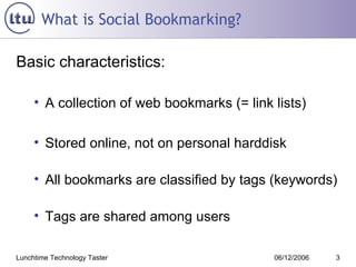 Technology Taster: Social Bookmarking | PPT
