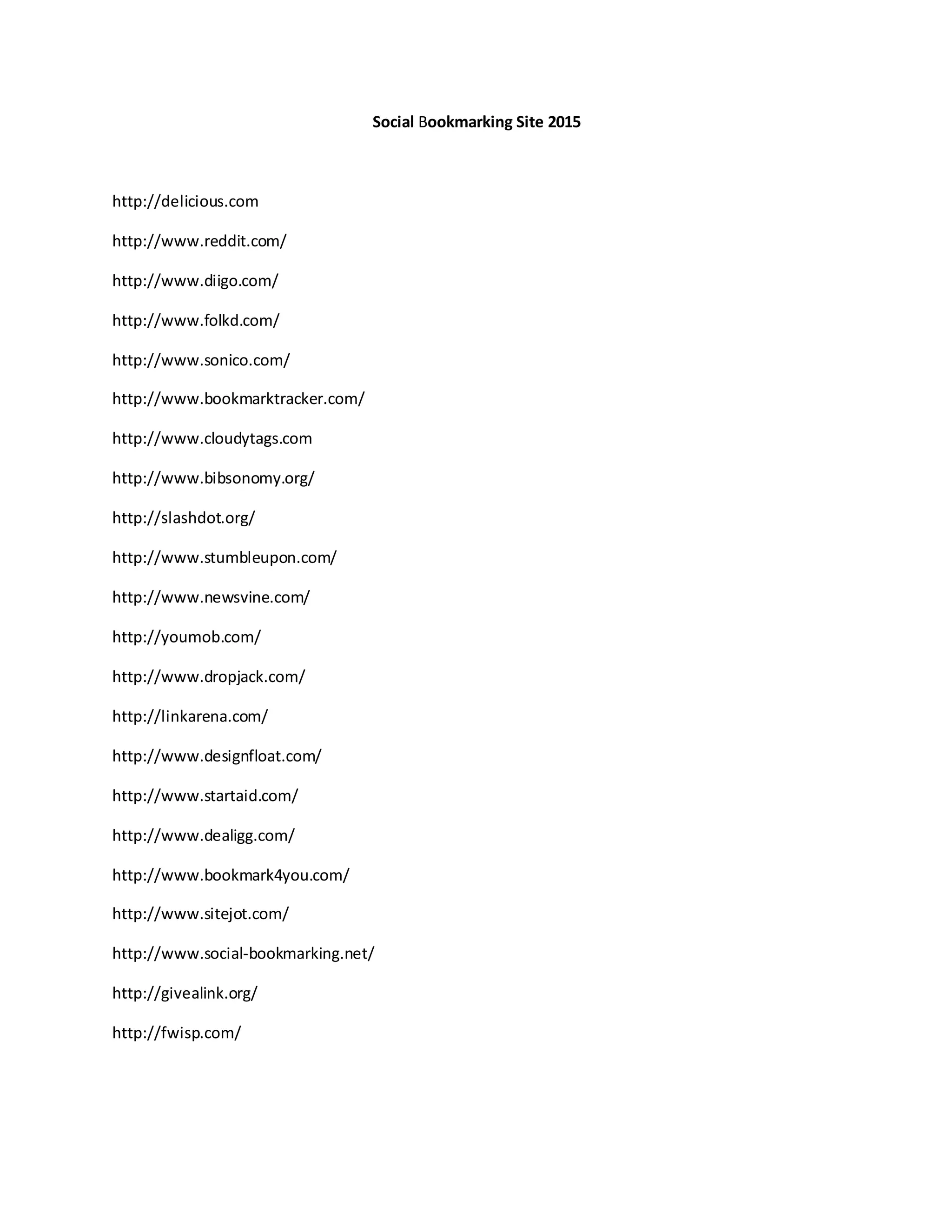 Social bookmarking site 2015 | PDF