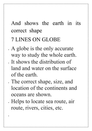 GLOBES AND MAPS . CLASS 5 SOCIAL/SCIENCE | DOCX