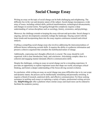 Social Change Essay | PDF