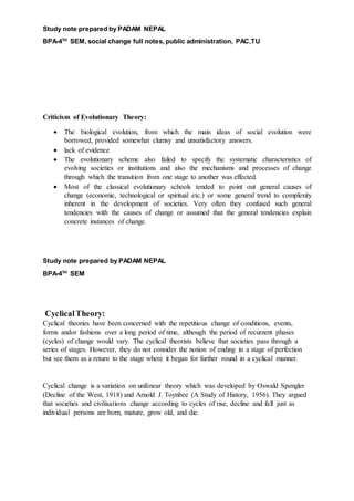 BPA notes, 4th sem, Social change,full notes | DOCX