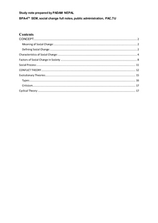 Social change,full notes | PDF